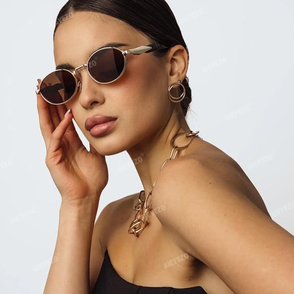 Retro Oval Chocolate Sunglasses - Gem
